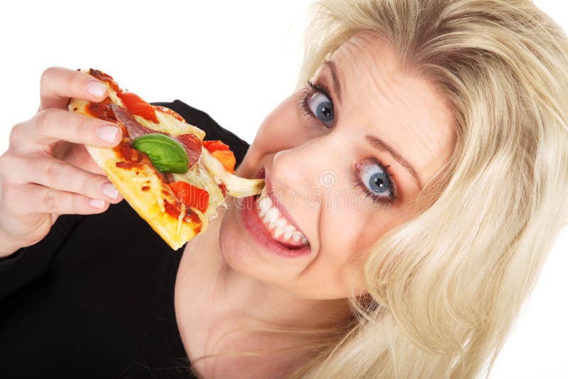 Model with pizza stock image. Image of eating, indoors - 38755933