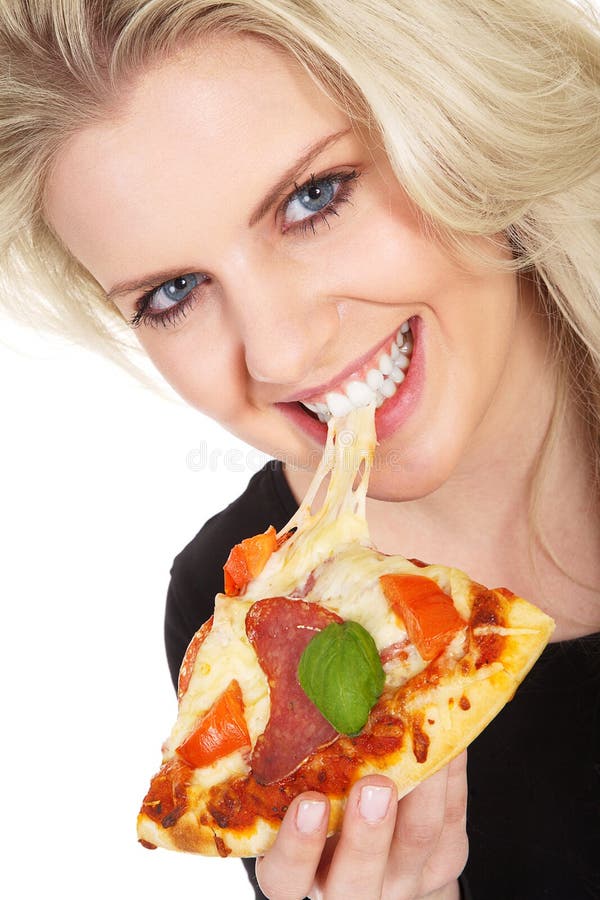 Model with pizza stock photo. Image of cooked, blonde - 38755938