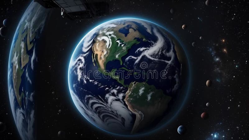 Model of Planet Earth is Located in Outer Space among Stars and ...