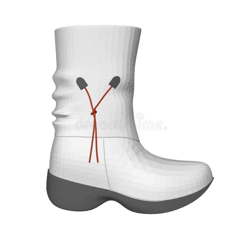 Model of a Polygonal White Female Boot. Side View. 3D Stock Vector ...