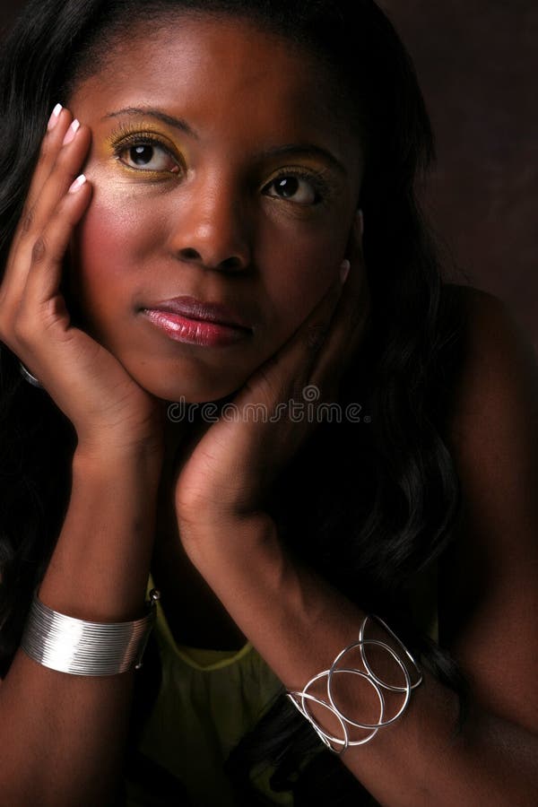 Model pondering to left stock image. Image of cute, portrait - 1442075