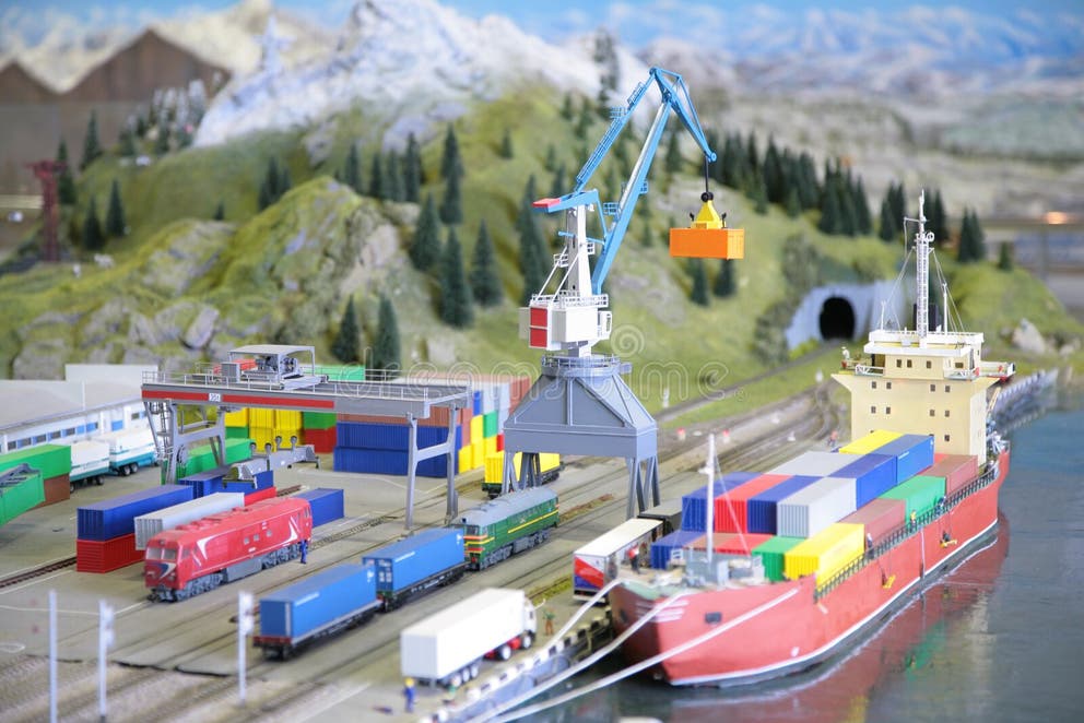 Model of port with railway stock image. Image of port - 6794655