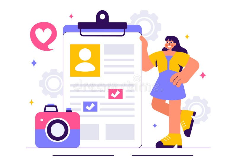 Model Portfolio Vector Illustration Featuring a Modeling Agency Manager ...