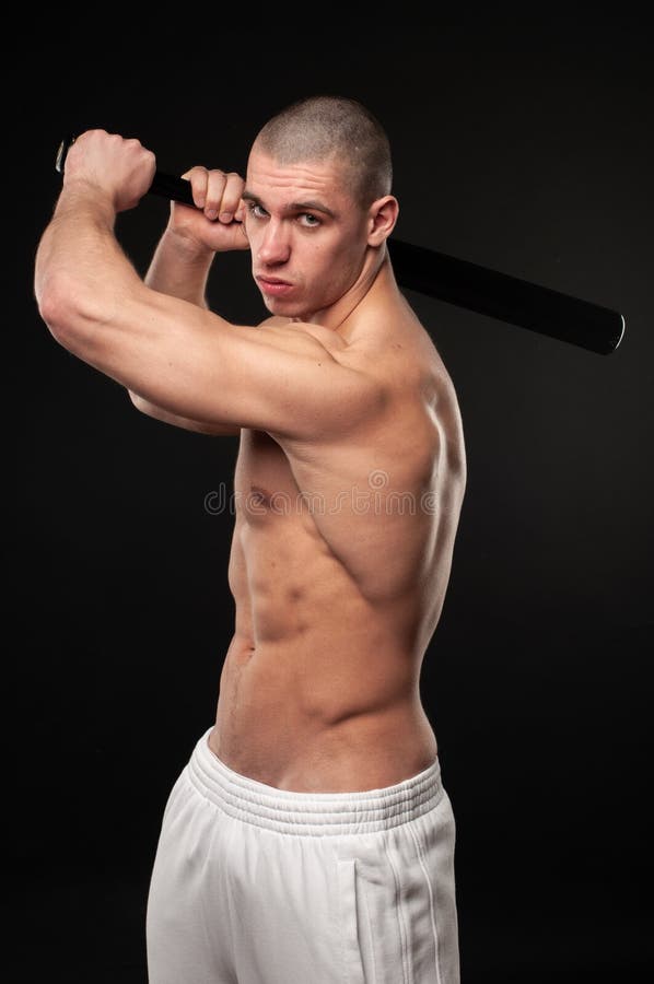 Model with a bat stock photo. Image of athletic, toned - 195445382
