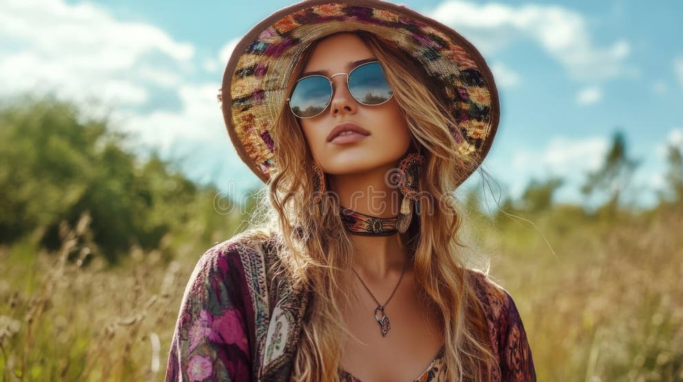 Model is Posing in Boho Style Accessorizes Stock Image - Image of ...