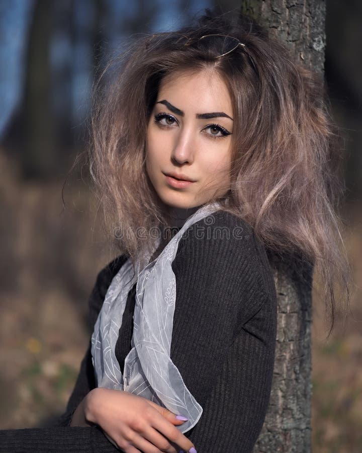 Model Posing at the Forest with Flowers Stock Photo - Image of portrait ...