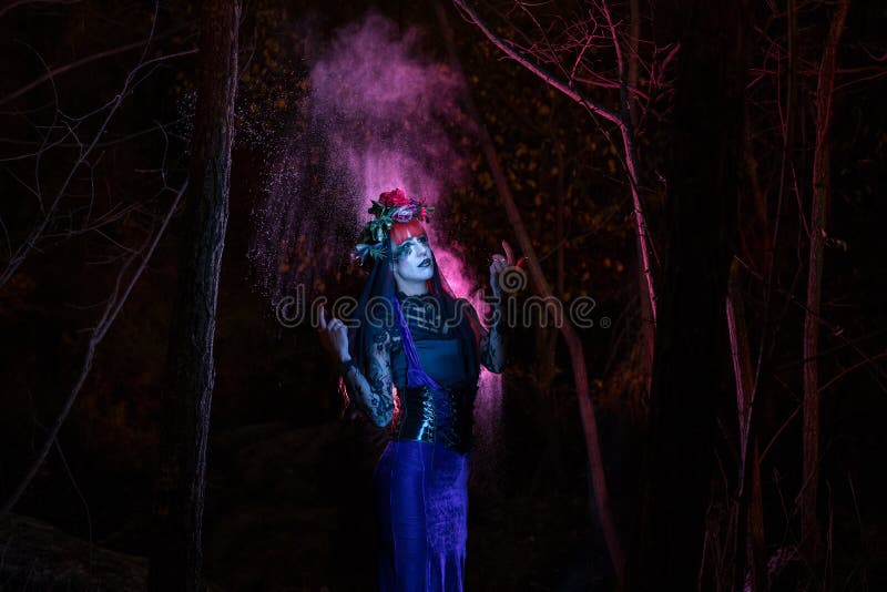 Night Model in Mountain Scenery and Illuminated with Lights Stock Photo ...