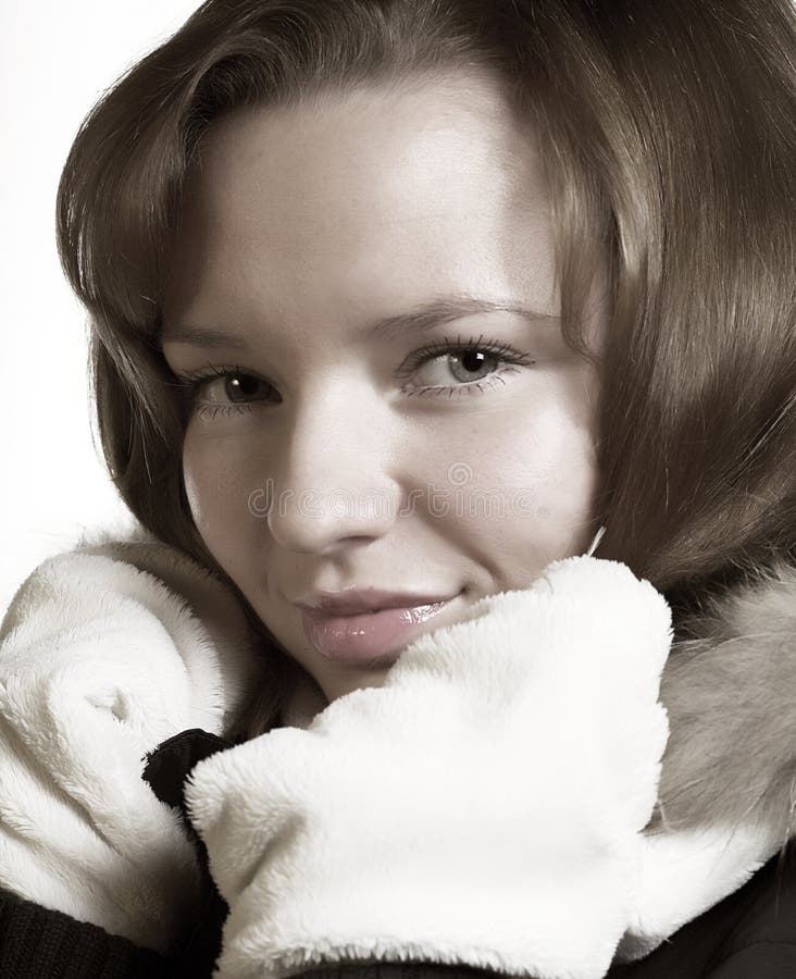 Model Posing in Winter Clothes. Stock Photo - Image of attractive, eyes ...