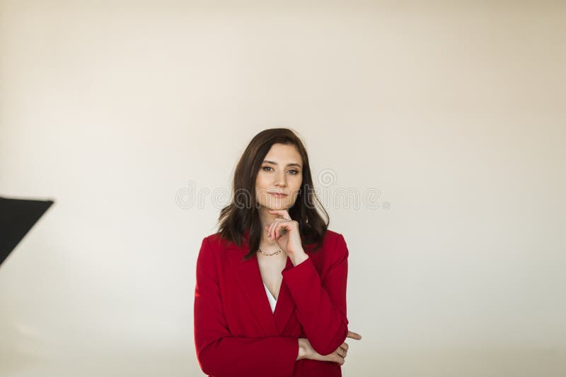 Model at a Professional Photo Shoot in a Stylish Outfit Stock Photo ...