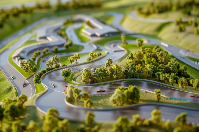 A Model of a Race Track Winding through a Forest Setting, Depicting a ...