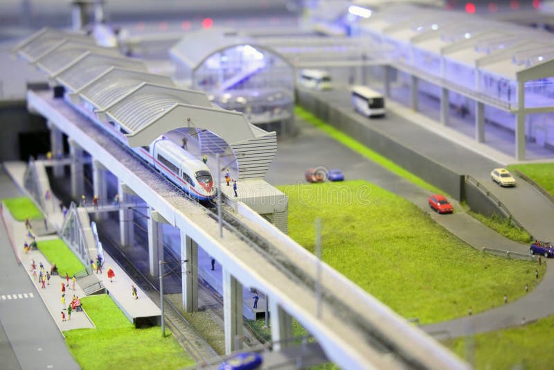 Model of railroad station. stock image. Image of craft - 13802831