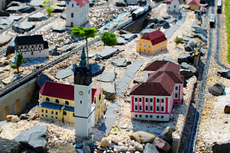 Model railways stock photo. Image of train, model, tower - 61735430