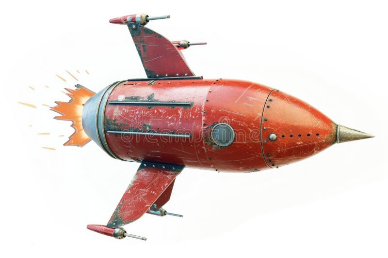 A Model of a Red Rocket Ship Soaring through the Air, Great for Sci-fi ...