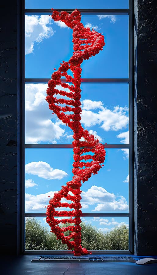 Model of DNA Made of Red Flowers As Building Blocks Stock Photo - Image ...