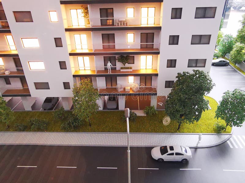 Model Residential Apartment Complex Macro. Stock Photo - Image of ...