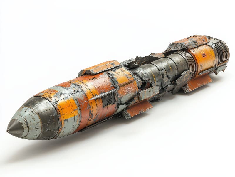 Model of a Rocket Featuring a Large Engine Displayed on a Flat Surface ...