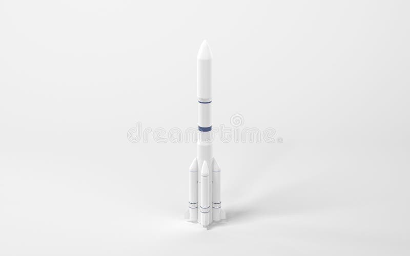 Model Rocket with White Background, 3d Rendering Stock Illustration ...