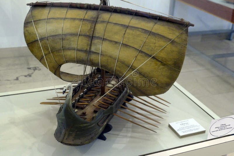 Model of a Roman bireme editorial stock photo. Image of sailing - 147963813