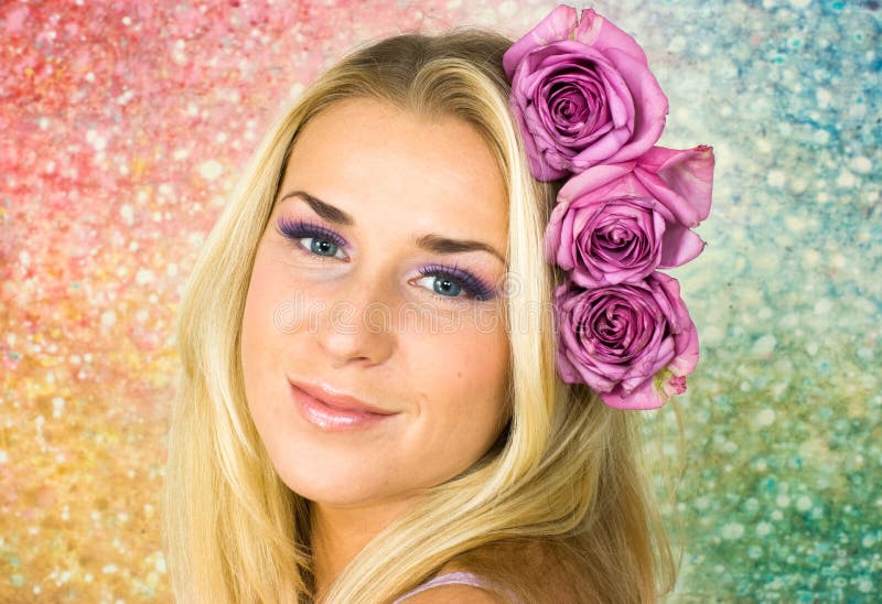 Model with roses stock image. Image of eyelashes, lashes - 9157049