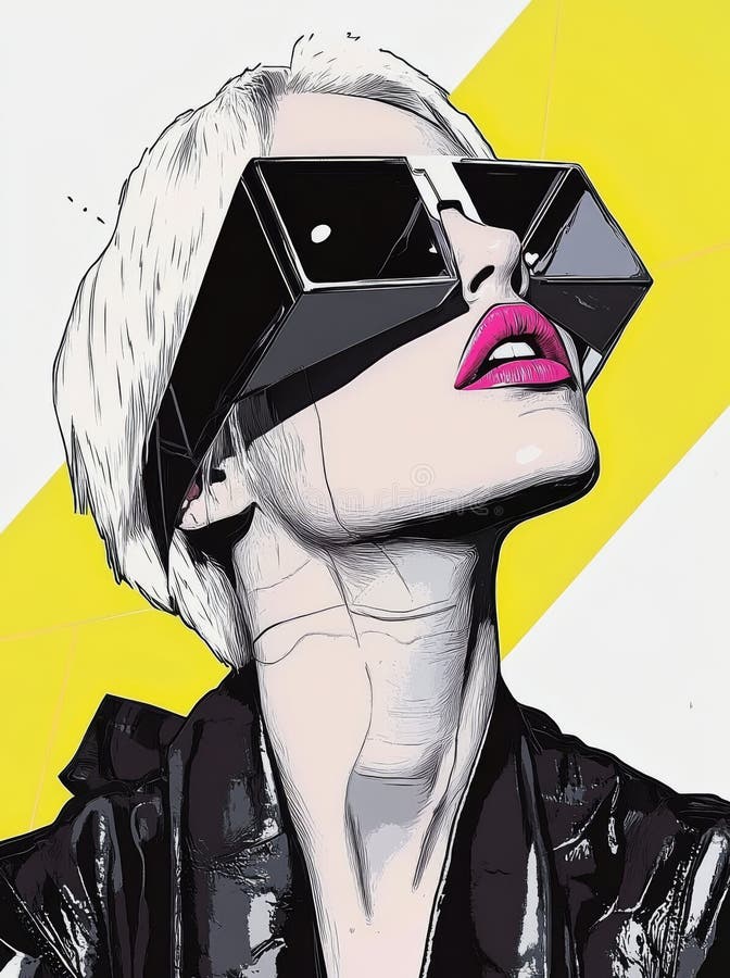 Model S Digitally Deconstructed Face in a Portrait Stock Photo - Image ...