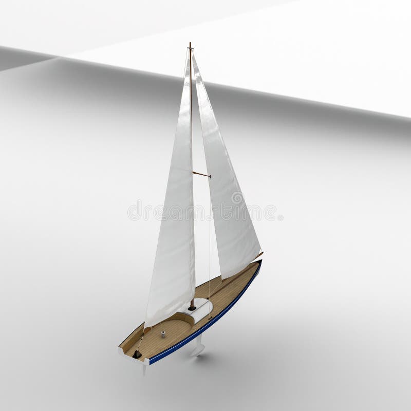A Model Sailboat Sits Against a White Surface, 3d Rendering Stock ...