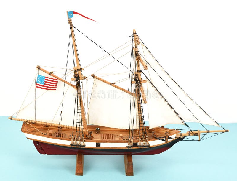 Model of a Sailing Ship on a Light Blue Background Stock Photo - Image ...