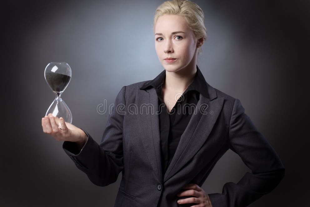 Model with sandtimer stock image. Image of holding, body - 68387537