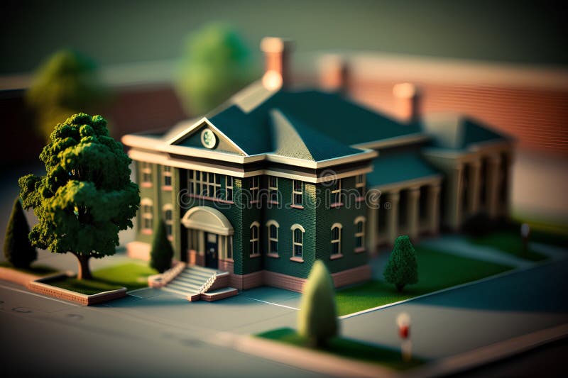 Model of the School on the Map. 3D Illustration. Retro Style Stock ...