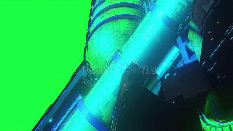 Model of Sci-fi City on Green Screen Stock Illustration - Illustration ...