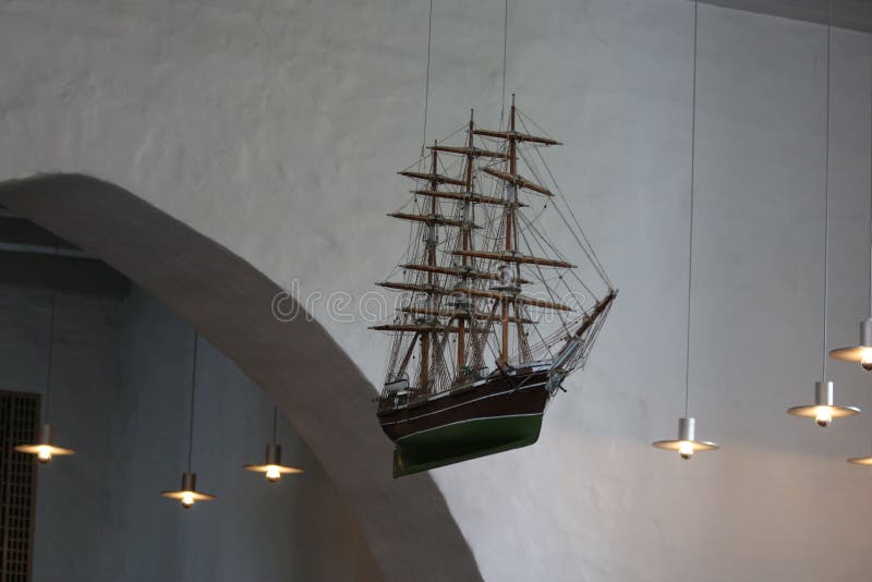 Model of a Ship Hanging from a Ceiling. Stock Image - Image of design ...