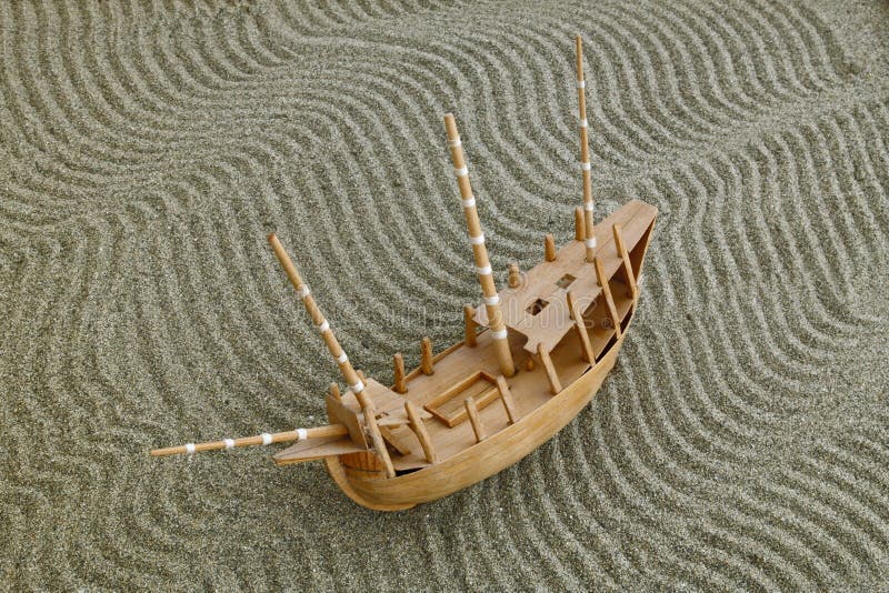 Model ship on the sand stock image. Image of sail, boat - 72725357