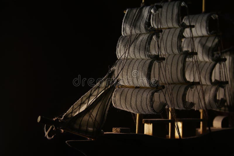 A Model of Ship in the Shade with One Side Lighted Up Stock Image ...