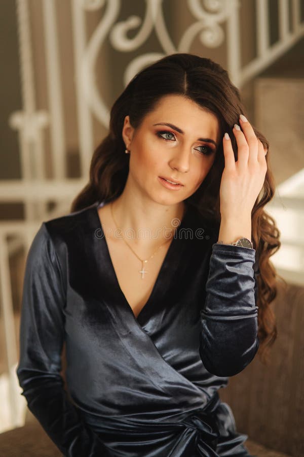 Model Show the Makeup and Hairstyle. Summer Day Stock Photo - Image of ...