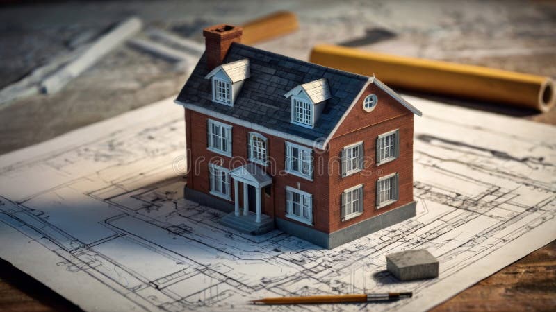 Model of a Single-family House Based on Architectural Plans. Stock ...