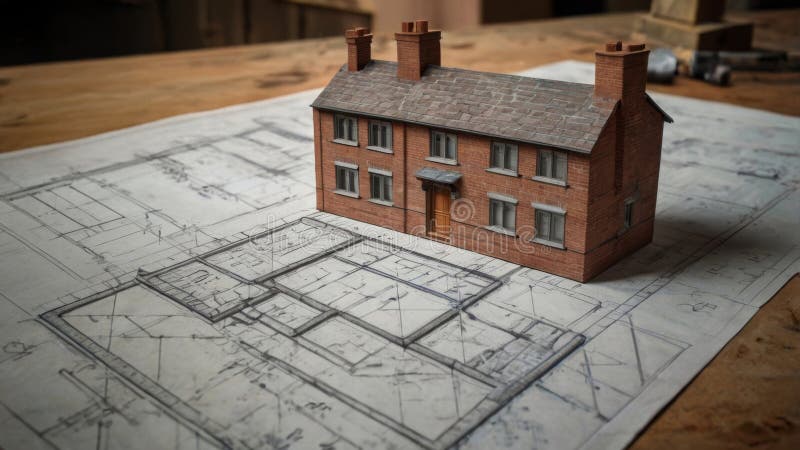 Model of a Single-family House Based on Architectural Plans. Stock ...