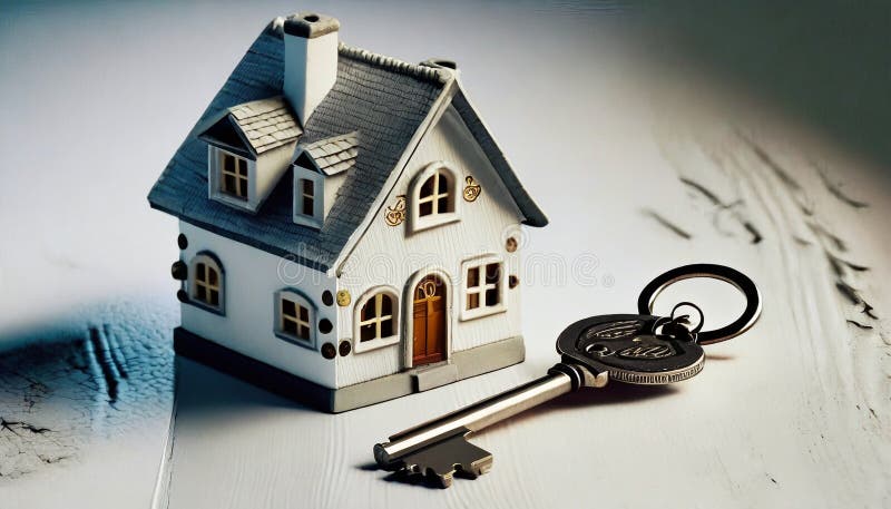 Model of Small Modern House with Key Stock Illustration - Illustration ...