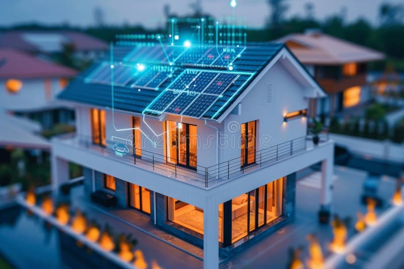 Model of a Smart Home with Luminous Controls Stock Illustration ...