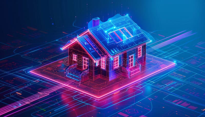 Model of a Smart Home with Luminous Controls Stock Photo - Image of hand, remote: 347518796