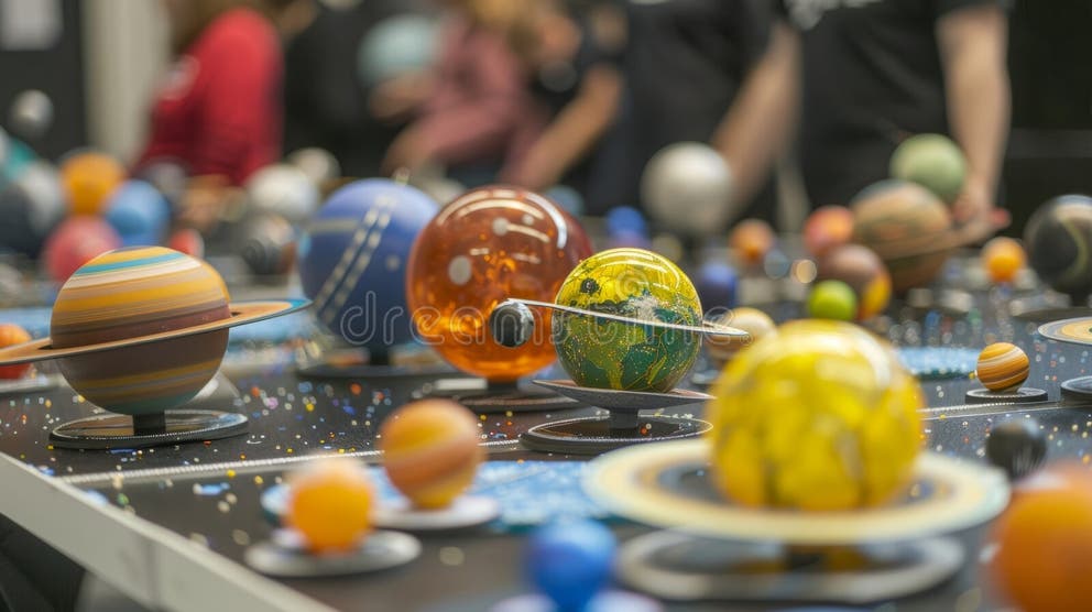 Model Solar System Displaying Planets Orbiting Sun in Science Center ...