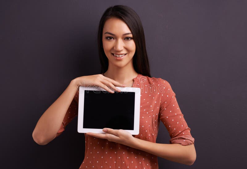 Model, Studio and Tablet with Portrait, Screen and Technology for ...