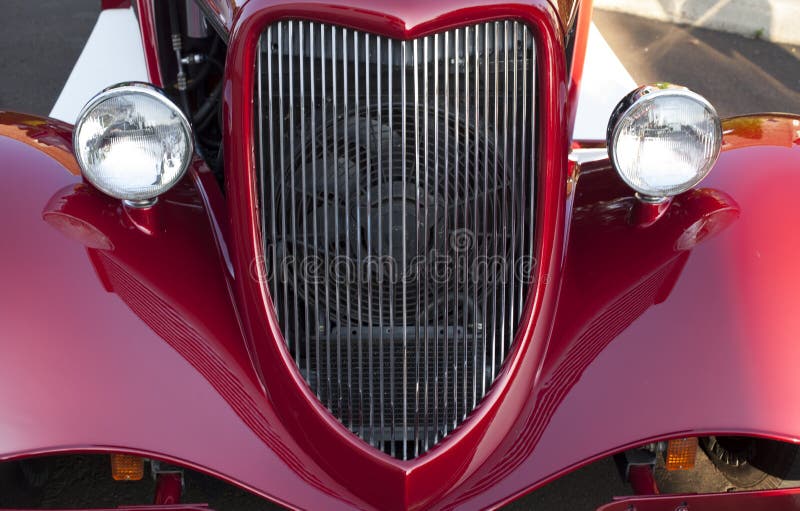 Hot Rod Headlights and Grill Stock Image - Image of automobile, show ...