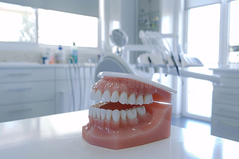 Model of Teeth on the Table in Dental Clinic Stock Illustration ...