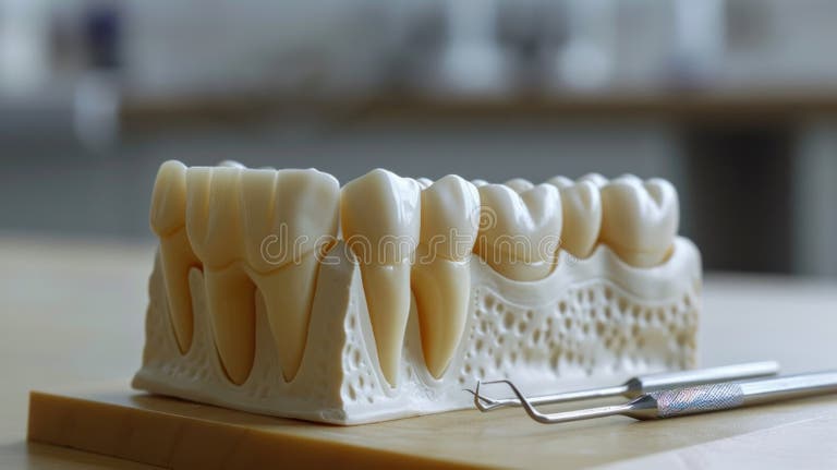 A Model of a Tooth with Dentures on Top and the Dentist S Tools, AI ...