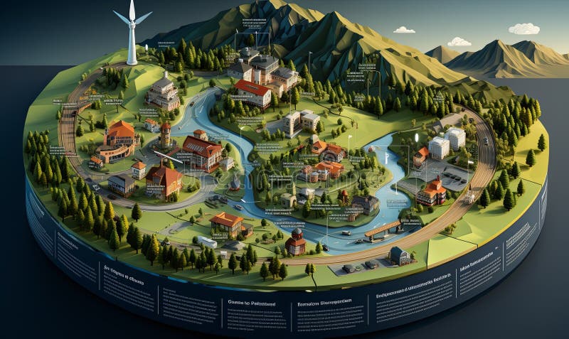 Model Town with Windmill stock photo. Image of building - 314247946