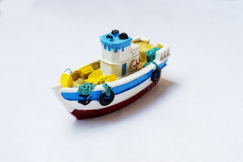 Model Toy Ship Isolated on White Background. Stock Photo - Image of ...