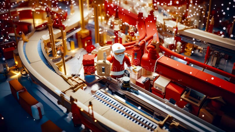 Model of Train Station with Santa Clause on Top of it. Generative AI ...