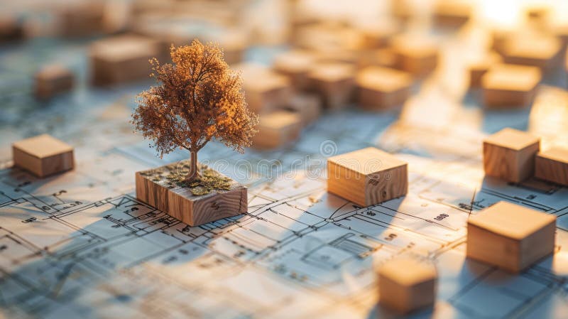 The Model Tree on Blueprint.AI Generated Image Stock Image - Image of ...