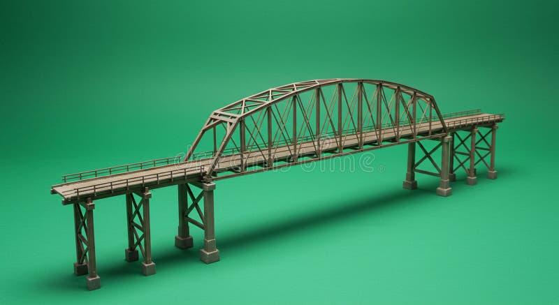 Model of a Truss Bridge Displayed on a Green Background. the Bridge ...