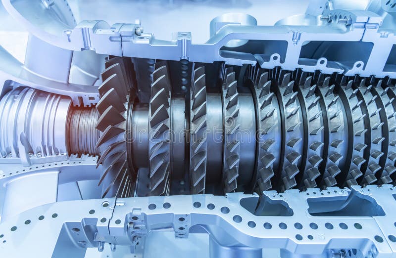 Turbine Engine with Longitudinal Section for Studying Arrangement of ...