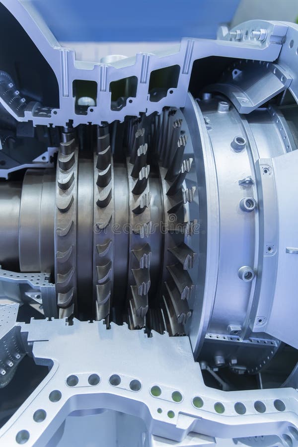 Turbine Engine with Longitudinal Section for Studying Arrangement of ...